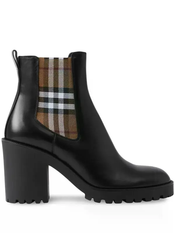 Burberry Check Panel Ankle Boots