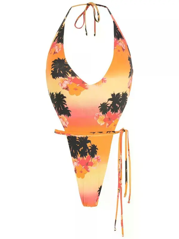 AMIR SLAMA Ilha De Hibiscus High-leg Swimsuit - Multicolour