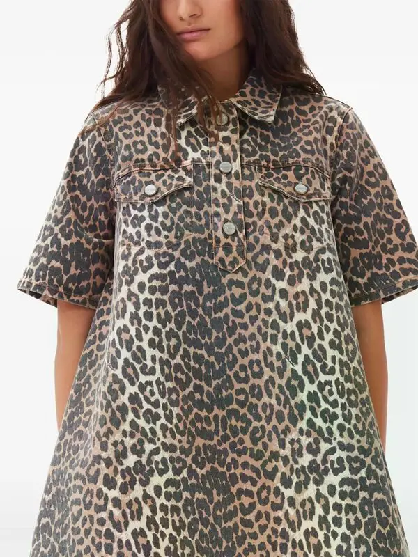 GANNI Animal Print Denim Mini Skirt