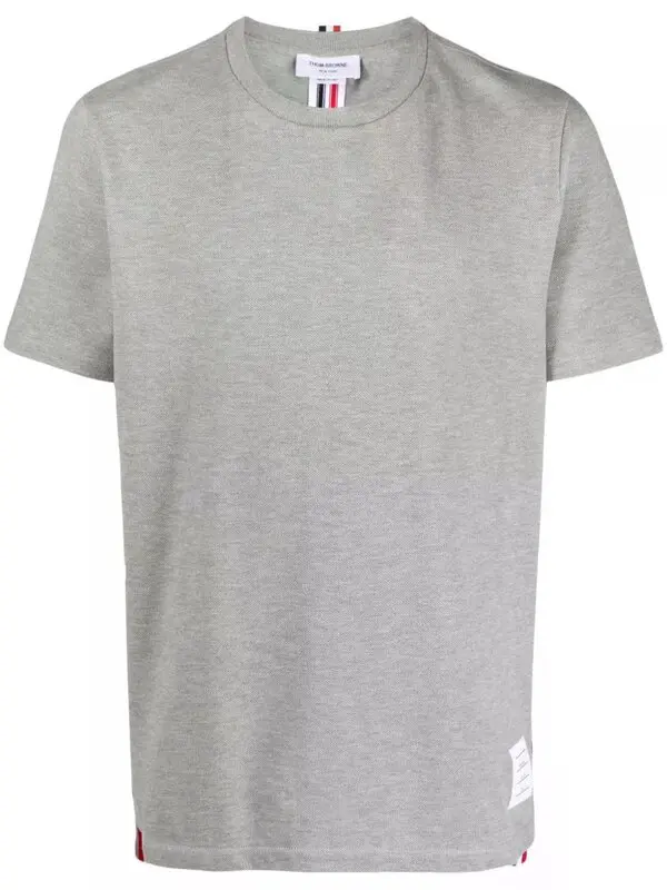 Thom Browne Rwb-stripe Piqué T-shirt - Grey