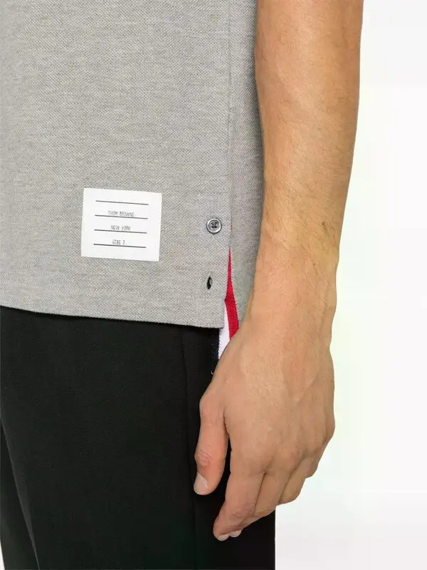 Thom Browne Rwb-stripe Piqué T-shirt - Grey