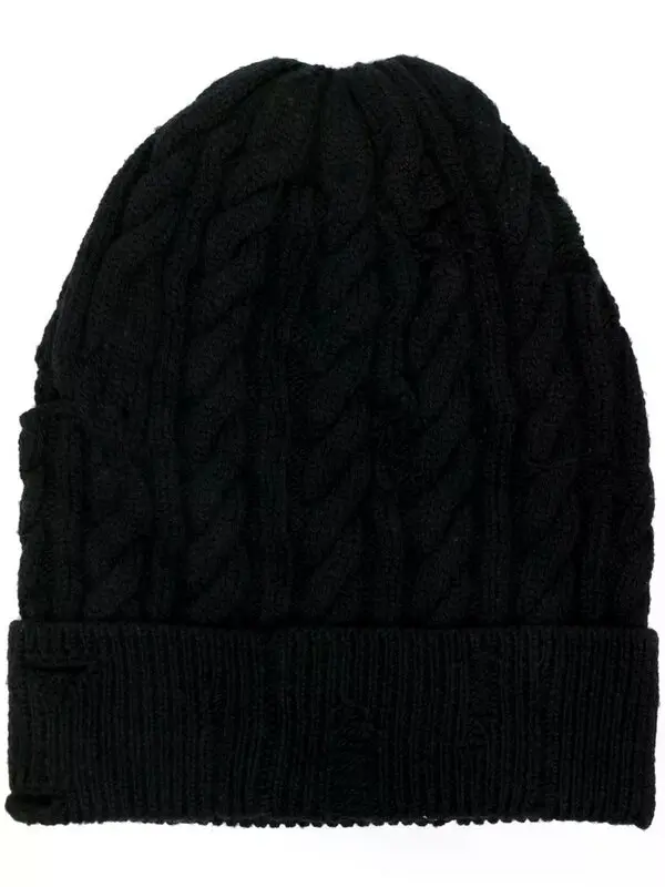 Roberto Cavalli Distressed-effect Beanie - Black