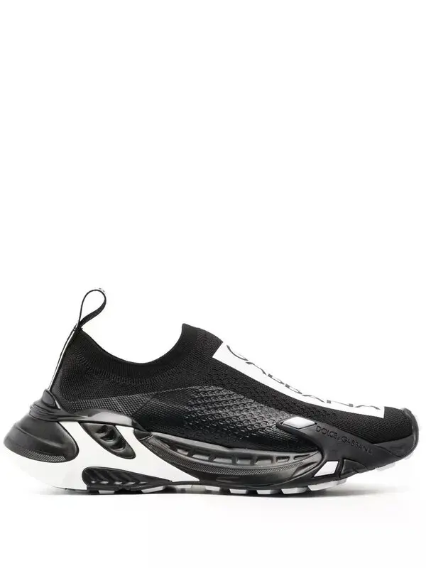 Dolce & Gabbana Logo-print Panelled Sneakers - Black