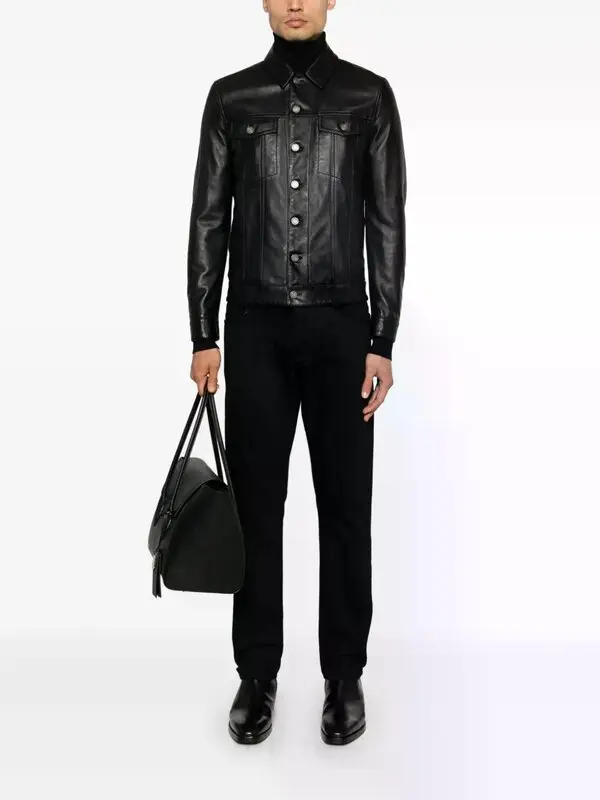 Saint Laurent Button-up Leather Jacket