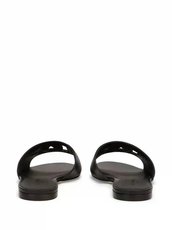 Dolce & Gabbana Bianca Leather Slides - Black