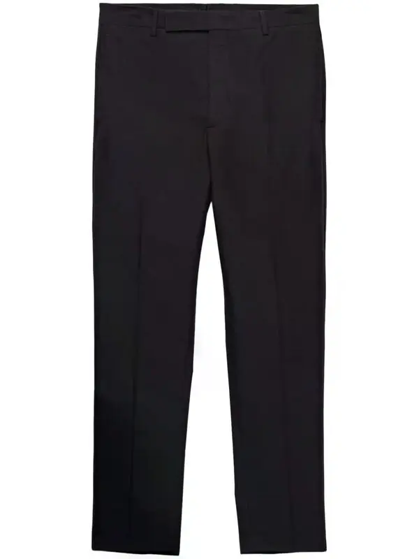 Prada Cotton Trousers With Triangle Logo - Black