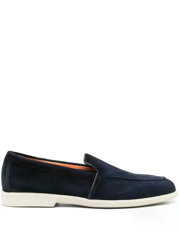 Santoni Piped-trim Suede Loafers