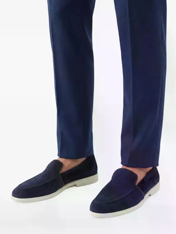 Santoni Piped-trim Suede Loafers