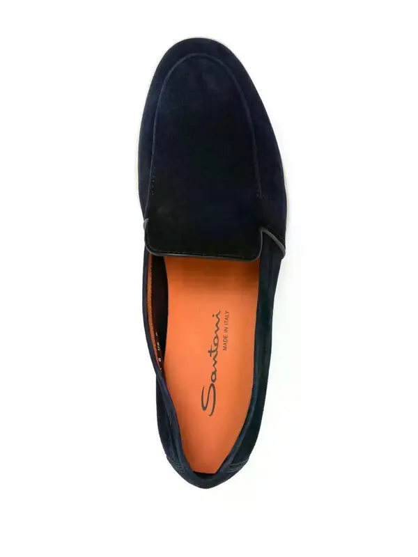 Santoni Piped-trim Suede Loafers