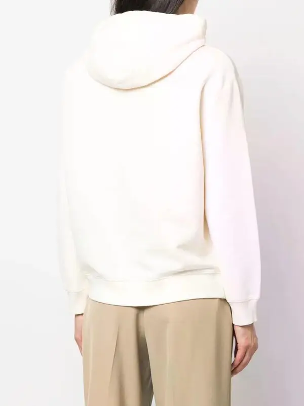 LANVIN Embroidered-logo Cotton Hoodie - Neutrals