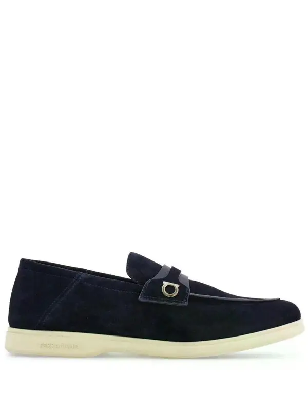 FERRAGAMO Deconstructed Gancini-detailed Suede Loafers