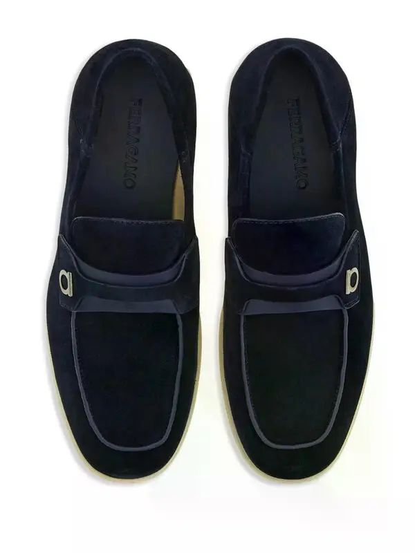 FERRAGAMO Deconstructed Gancini-detailed Suede Loafers