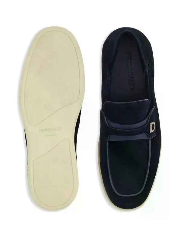 FERRAGAMO Deconstructed Gancini-detailed Suede Loafers