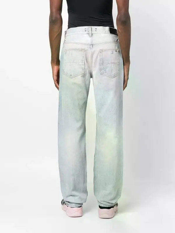 Amiri Logo-embroidered Ripped Straight-leg Jeans