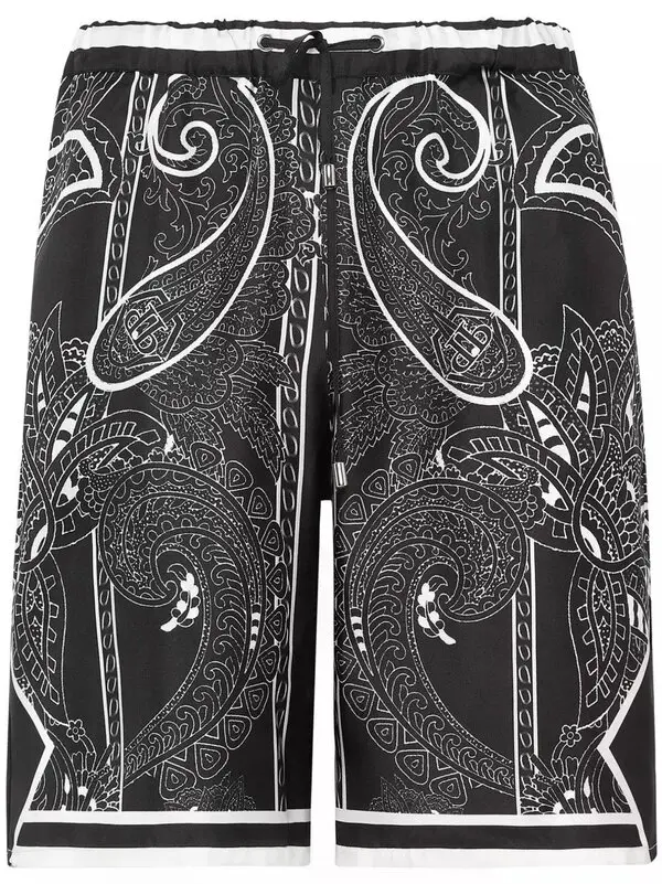 Philipp Plein Paisley-print Silk Shorts - Black