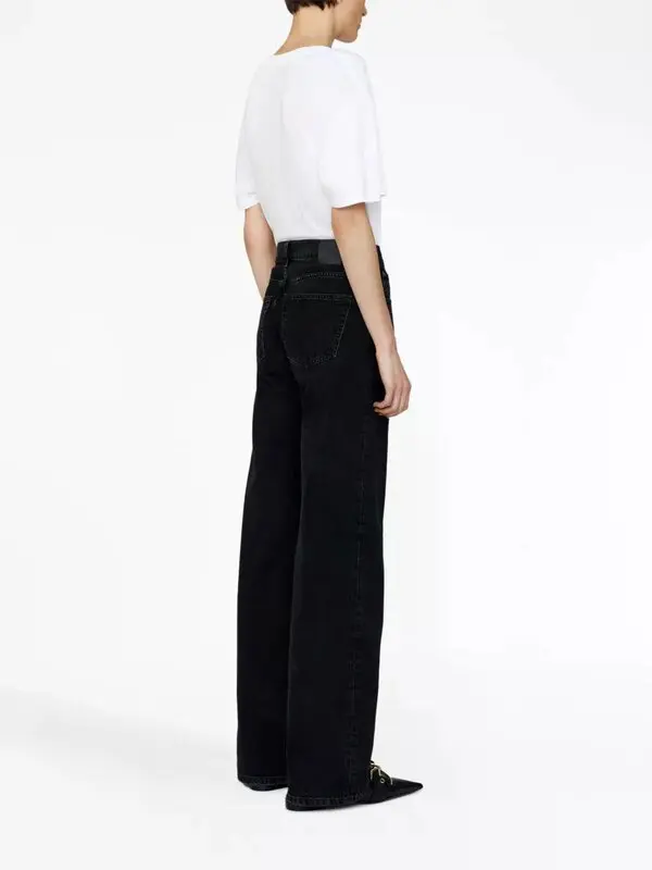 ANINE BING Hugh Logo-patch Wide-leg Jeans