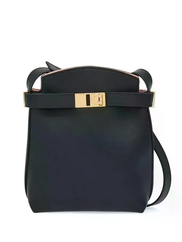 FERRAGAMO Hug Gancini-plaque Leather Phone Holder - Black