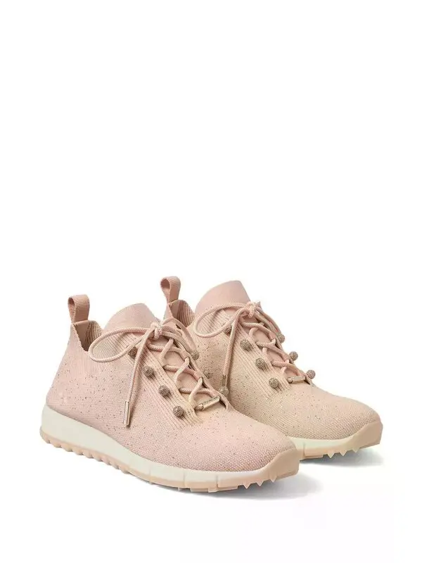 JIMMY CHOO Veles Sequin Knit Sneakers With Crystal Embellishments