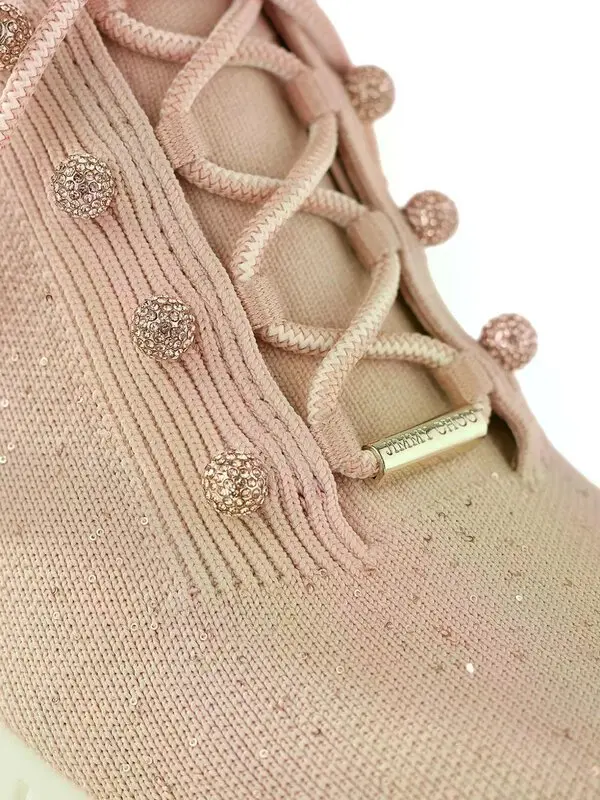 JIMMY CHOO Veles Sequin Knit Sneakers With Crystal Embellishments