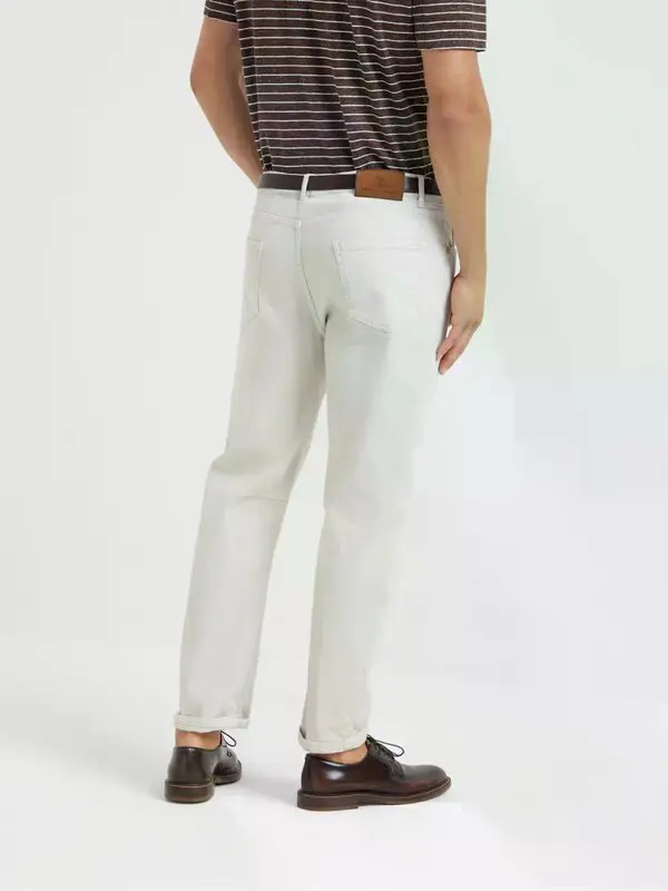 Brunello Cucinelli Garment-dyed Comfort Denim Jeans - White