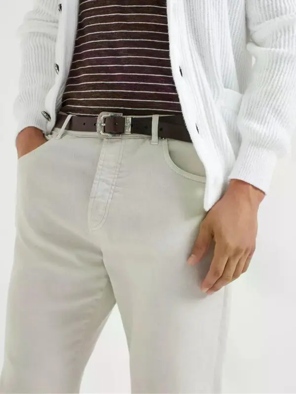 Brunello Cucinelli Garment-dyed Comfort Denim Jeans - White