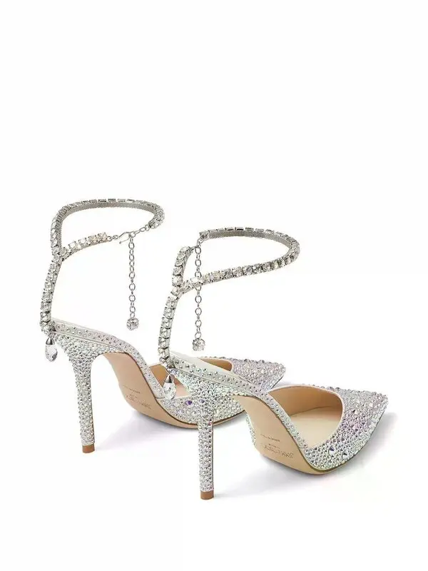 JIMMY CHOO Saeda 100mm Crystal Embellished Pumps