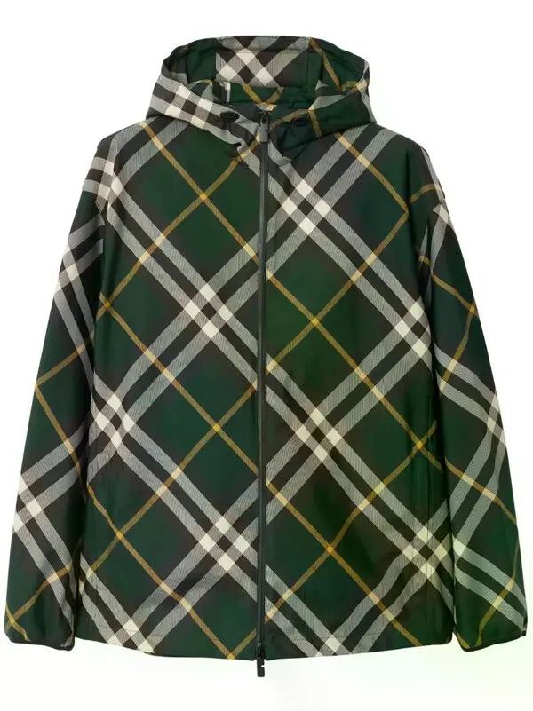 Burberry Check-pattern Zipped Hooded Jacket