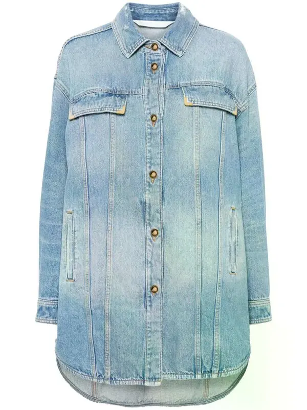Palm Angels Washed-logo Denim Jacket