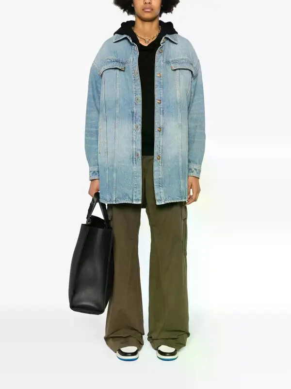 Palm Angels Washed-logo Denim Jacket