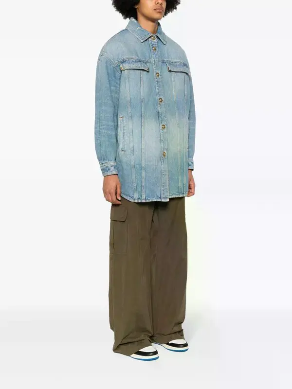 Palm Angels Washed-logo Denim Jacket