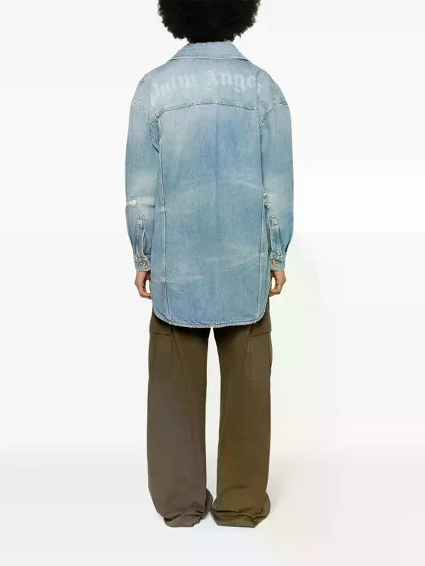 Palm Angels Washed-logo Denim Jacket