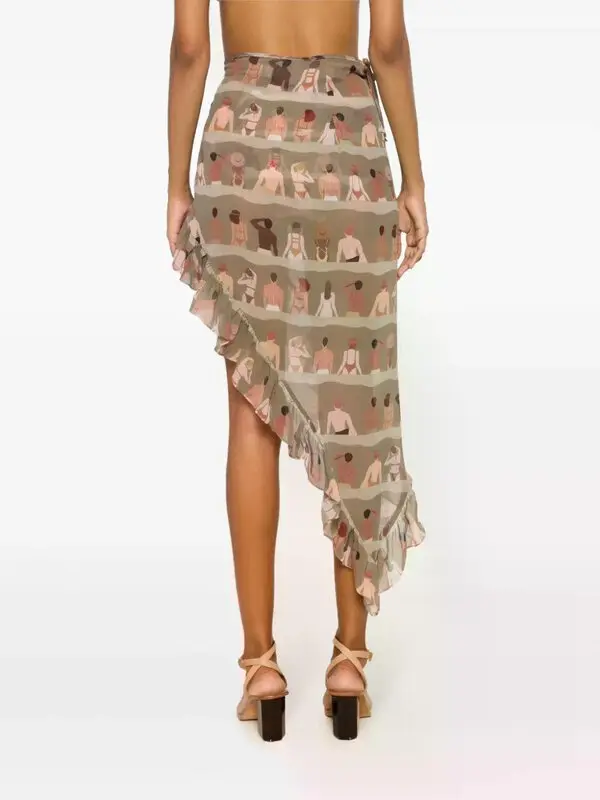 AMIR SLAMA Graphic-print Asymmetric Silk Skirt
