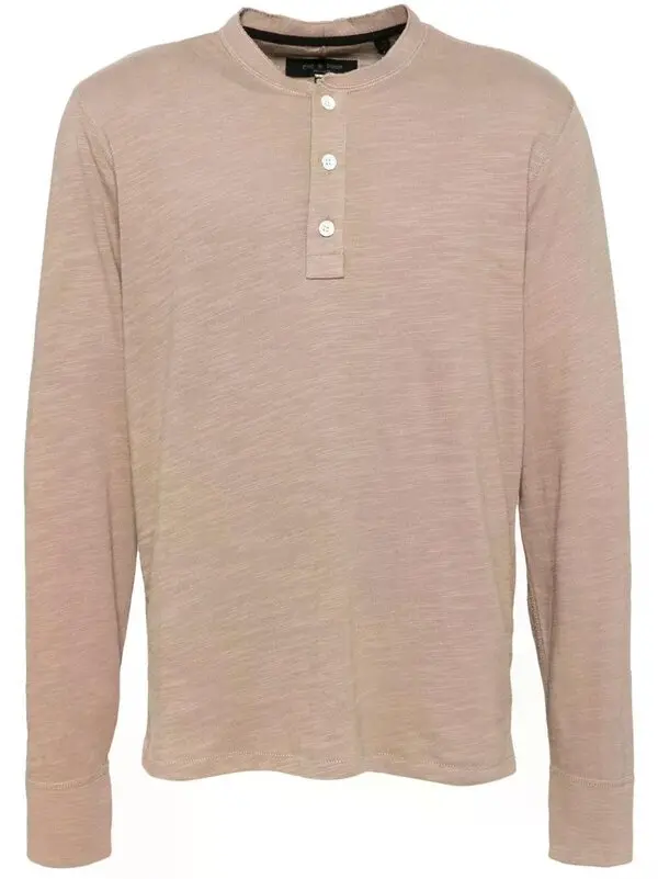 Rag & Bone Classic Flame Henley Polo Shirt - Neutrals