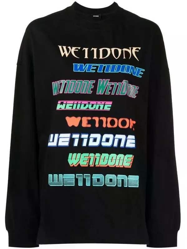 We11Done Multi-logo Cotton Sweatshirt - Black