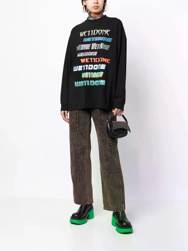 We11Done Multi-logo Cotton Sweatshirt - Black