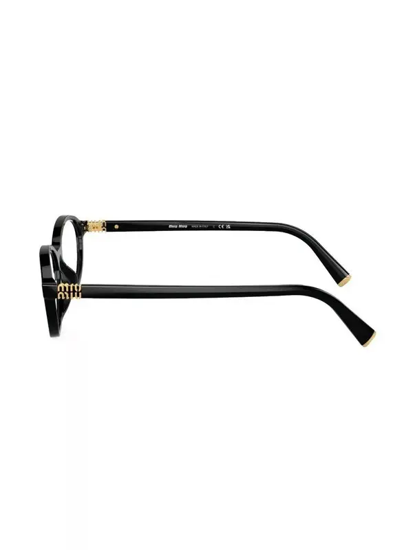 Miu Miu Oval-frame Glasses With Logo Plaque