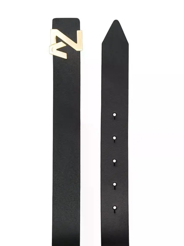 Zadig&Voltaire Logo-plaque Leather Belt - Black
