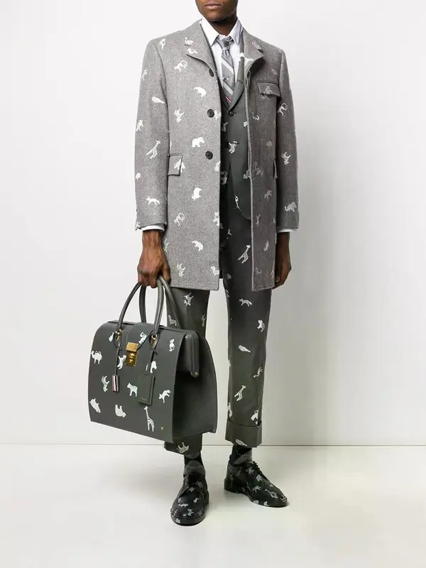 Thom Browne Animal-embroidered Cropped Trousers