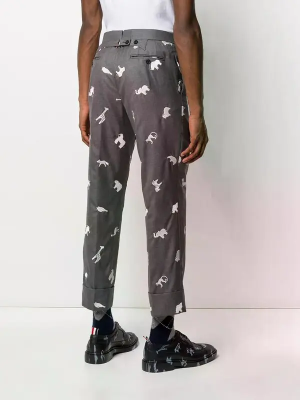 Thom Browne Animal-embroidered Cropped Trousers