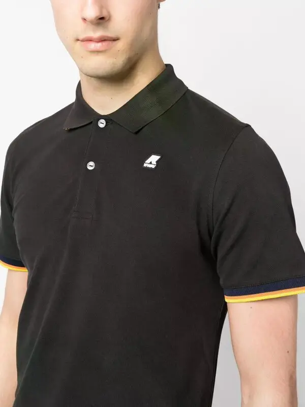 K-WAY Logo Patch Polo Shirt - Black