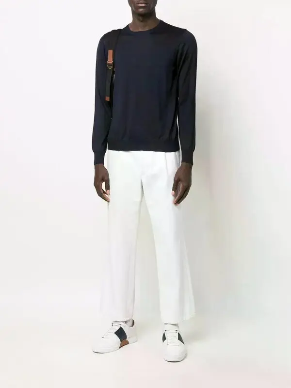 BARBA NAPOLI Fine-knit Crew-neck Jumper - Blue