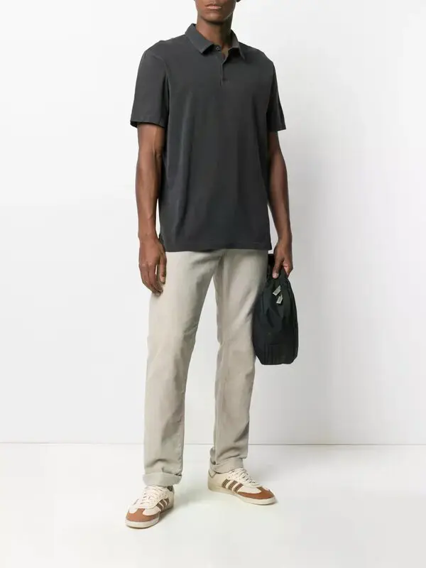 JAMES PERSE Sueded-jersey Polo Shirt - Grey
