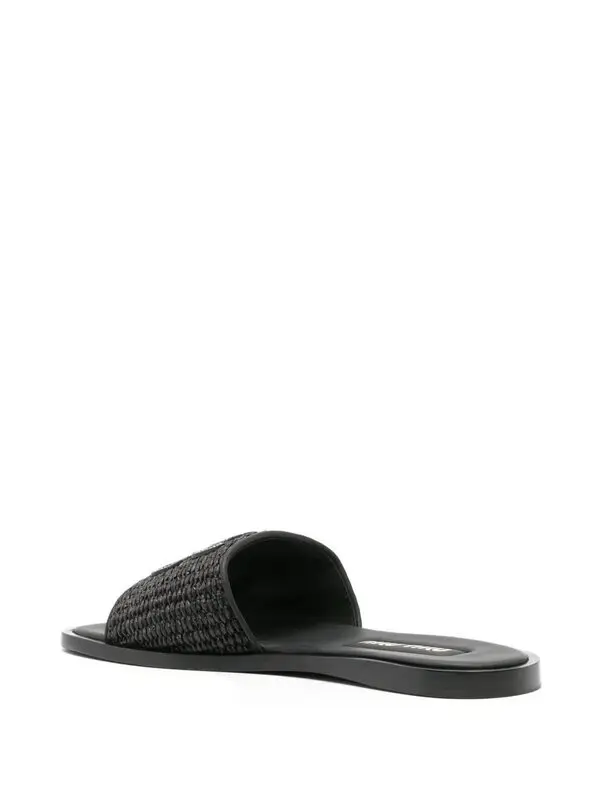 Miu Miu Logo-patch Raffia Slides
