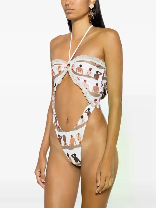 AMIR SLAMA Swimmer-print Cut-out One-piece Swimsuit