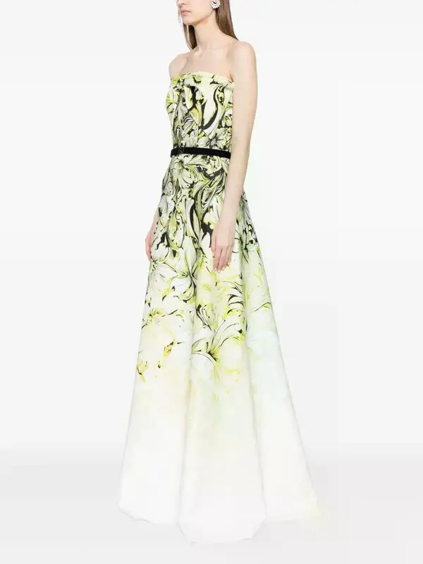 SAIID KOBEISY Floral-print Strapless Gown