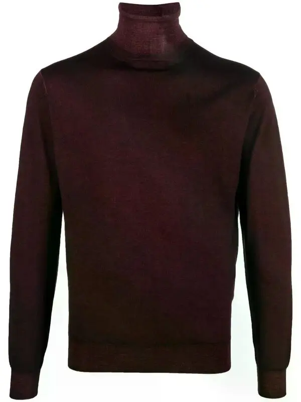 DELL'OGLIO Roll-neck Merino Wool Jumper - Red