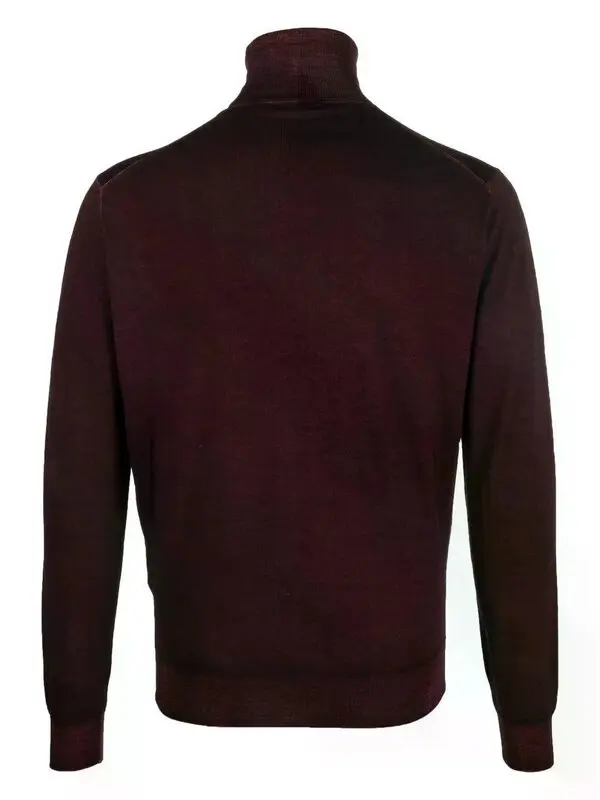 DELL'OGLIO Roll-neck Merino Wool Jumper - Red