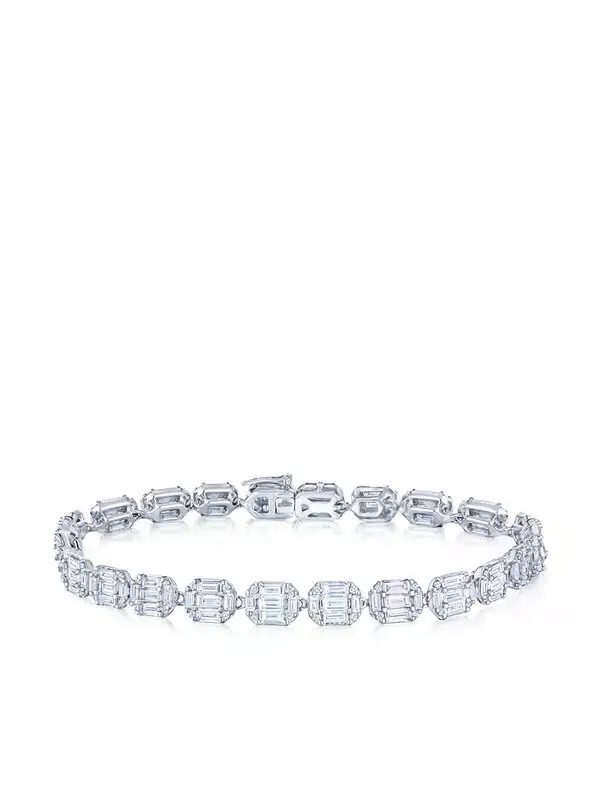 Kwiat 18kt White Gold Emerald Cut Diamond Sunburst Bracelet - Silver