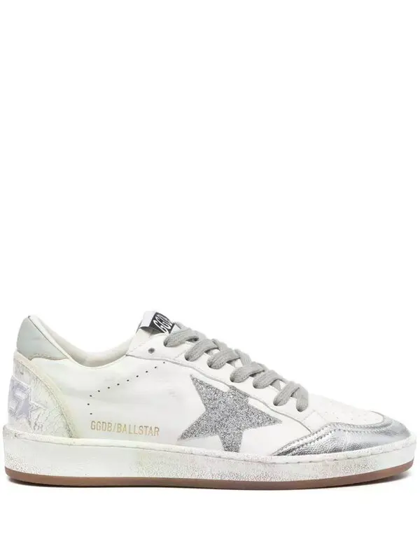 GOLDEN GOOSE Ball Star Glittered Leather Sneakers