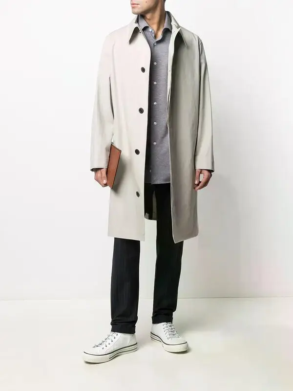 ORIAN Spread Collar Piqué Shirt - Grey
